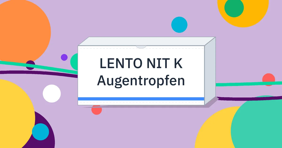 Symbolbild: Packung mit der Aufschrift LENTO NIT K Augentropfen (PZN 04407218) – Verfügbarkeit und Bezug in Apotheken in Frankfurt am Main