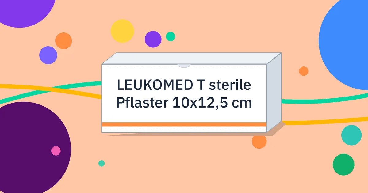 Symbolbild: Packung mit der Aufschrift LEUKOMED T sterile Pflaster 10x12,5 cm (PZN 16002165) – Verfügbarkeit und Bezug in Apotheken in Frankfurt am Main