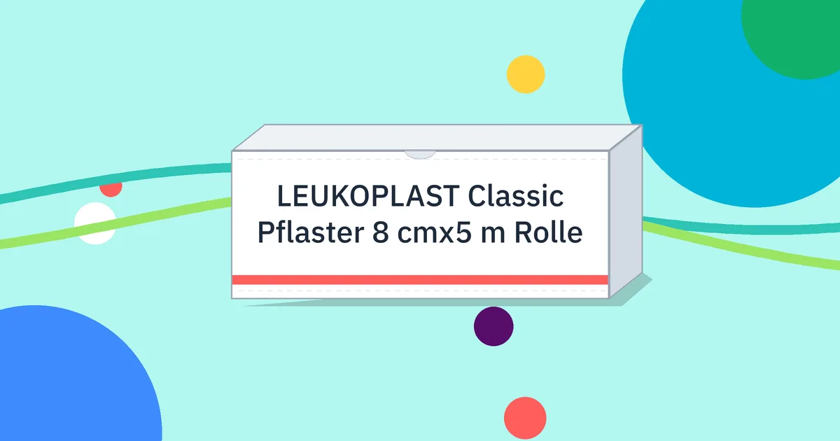 Symbolbild: Packung mit der Aufschrift LEUKOPLAST Classic Pflaster 8 cmx5 m Rolle (PZN 14284739) – Verfügbarkeit und Bezug in Apotheken in Frankfurt am Main