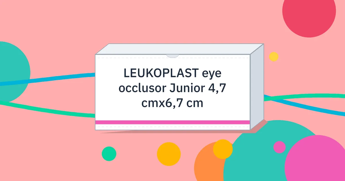 Symbolbild: Packung mit der Aufschrift LEUKOPLAST eye occlusor Junior 4,7 cmx6,7 cm (PZN 16082313) – Verfügbarkeit und Bezug in Apotheken in Frankfurt am Main