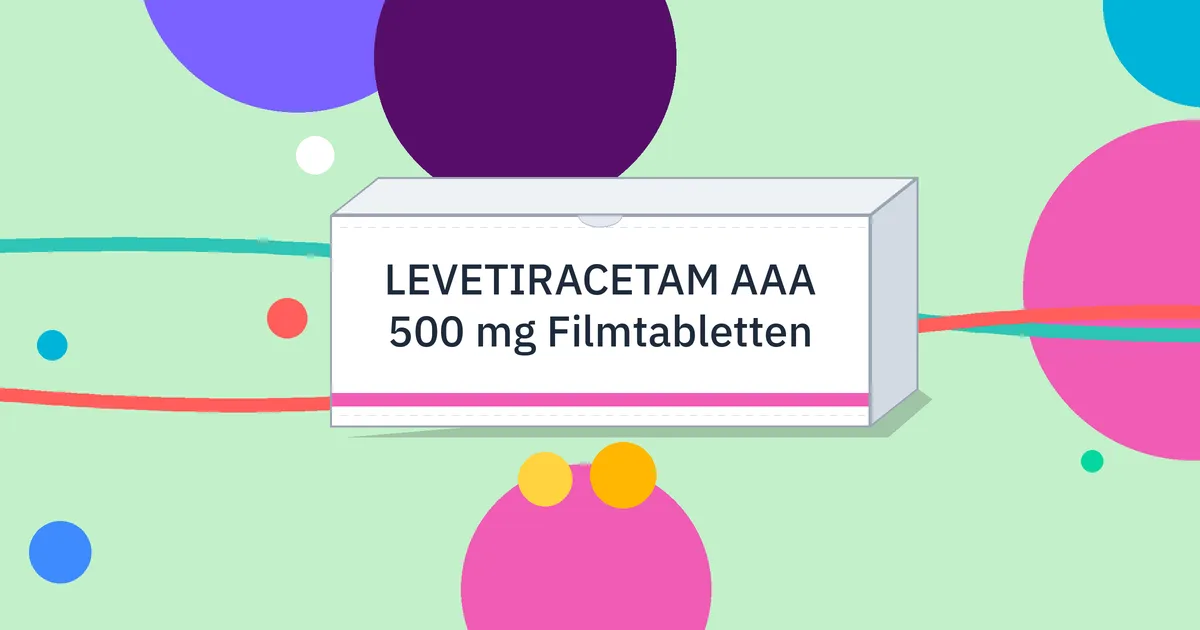 Symbolbild: Packung mit der Aufschrift LEVETIRACETAM AAA 500 mg Filmtabletten (PZN 09381558) – Verfügbarkeit und Bezug in Apotheken in Frankfurt am Main