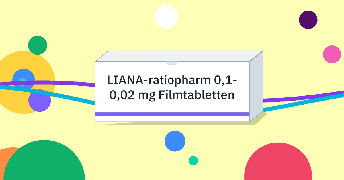 Symbolbild: Packung mit der Aufschrift LIANA-ratiopharm 0,1-0,02 mg Filmtabletten (PZN 02200772) – Verfügbarkeit und Bezug in Apotheken in Frankfurt am Main