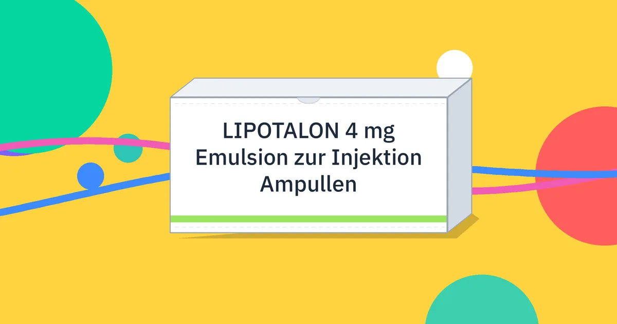 Symbolbild: Packung mit der Aufschrift LIPOTALON 4 mg Emulsion zur Injektion Ampullen (PZN 04318495) – Verfügbarkeit und Bezug in Apotheken in Frankfurt am Main