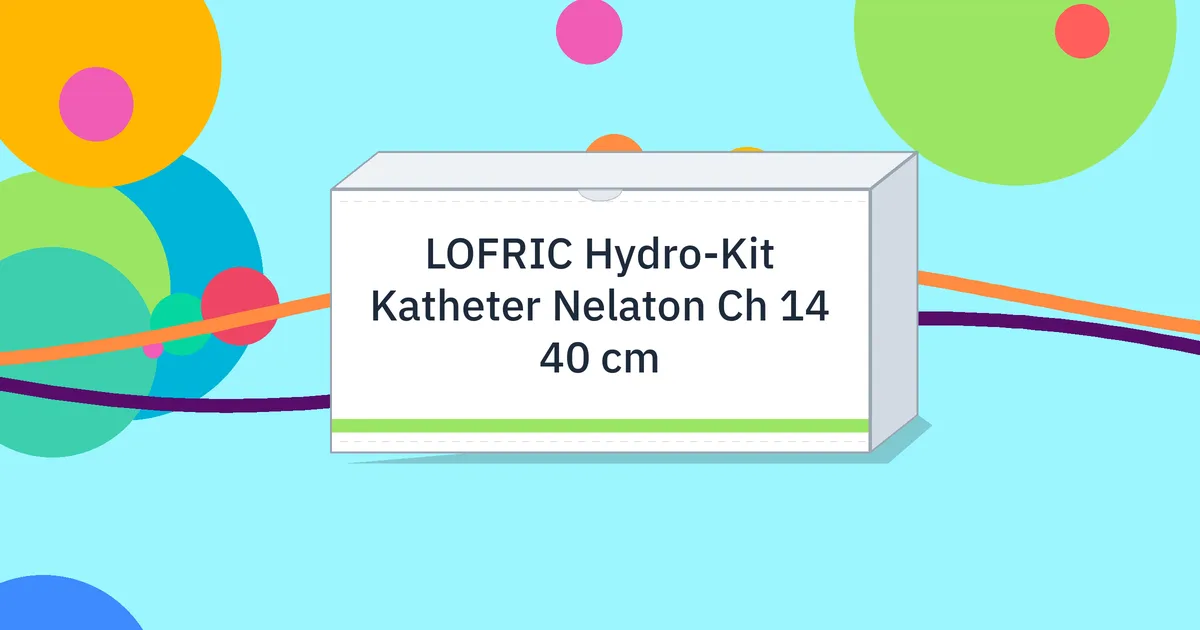 Symbolbild: Packung mit der Aufschrift LOFRIC Hydro-Kit Katheter Nelaton Ch 14 40 cm (PZN 17153765) – Verfügbarkeit und Bezug in Apotheken in Frankfurt am Main
