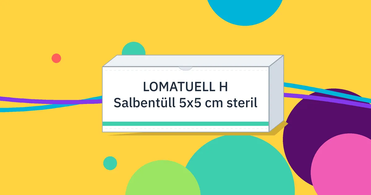 Symbolbild: Packung mit der Aufschrift LOMATUELL H Salbentüll 5x5 cm steril (PZN 15378595) – Verfügbarkeit und Bezug in Apotheken in Frankfurt am Main