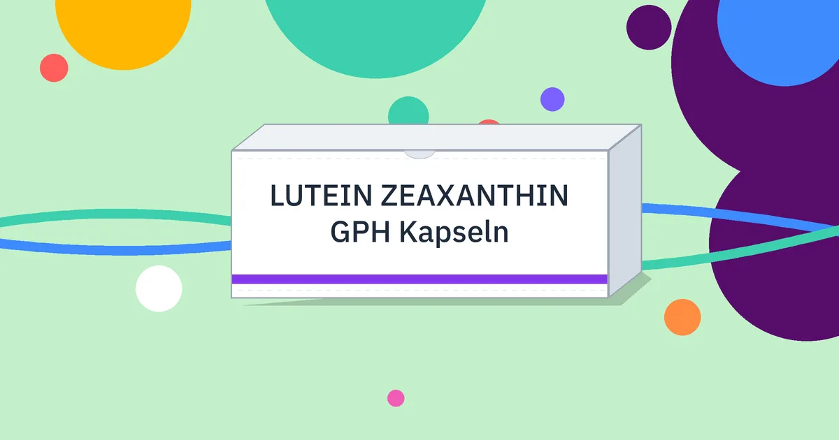 Symbolbild: Packung mit der Aufschrift LUTEIN ZEAXANTHIN GPH Kapseln (PZN 03166882) – Verfügbarkeit und Bezug in Apotheken in Frankfurt am Main