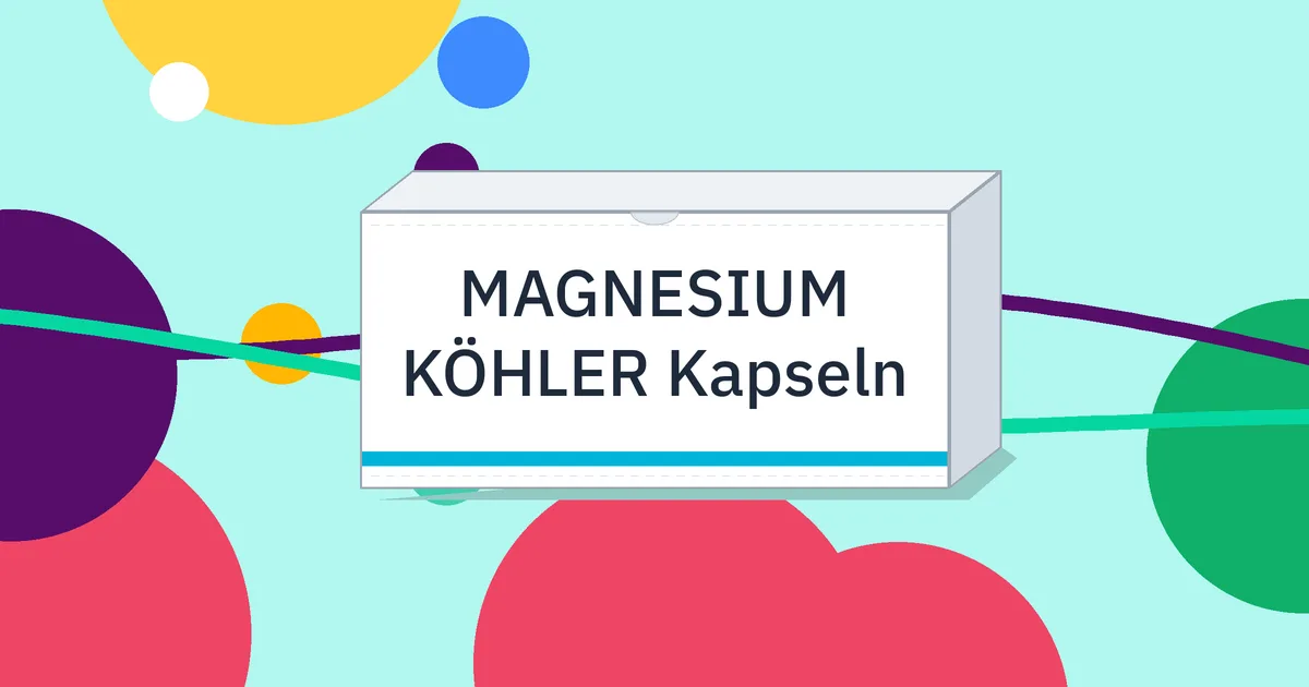 Symbolbild: Packung mit der Aufschrift MAGNESIUM KÖHLER Kapseln (PZN 06103385) – Verfügbarkeit und Bezug in Apotheken in Frankfurt am Main