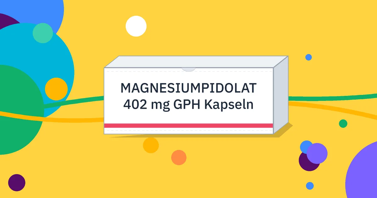 Symbolbild: Packung mit der Aufschrift MAGNESIUMPIDOLAT 402 mg GPH Kapseln (PZN 17633933) – Verfügbarkeit und Bezug in Apotheken in Frankfurt am Main