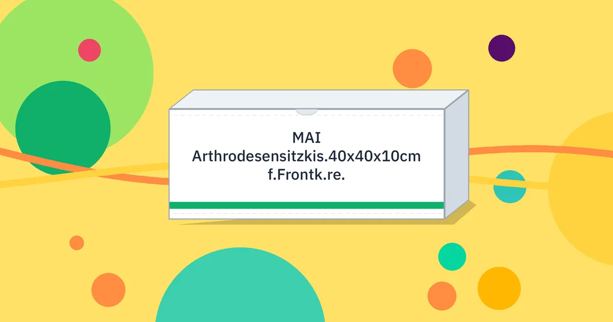 Symbolbild: Packung mit der Aufschrift MAI Arthrodesensitzkis.40x40x10cm f.Frontk.re. (PZN 00158043) – Verfügbarkeit und Bezug in Apotheken in Frankfurt am Main