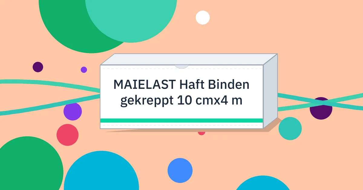Symbolbild: Packung mit der Aufschrift MAIELAST Haft Binden gekreppt 10 cmx4 m (PZN 00549996) – Verfügbarkeit und Bezug in Apotheken in Frankfurt am Main