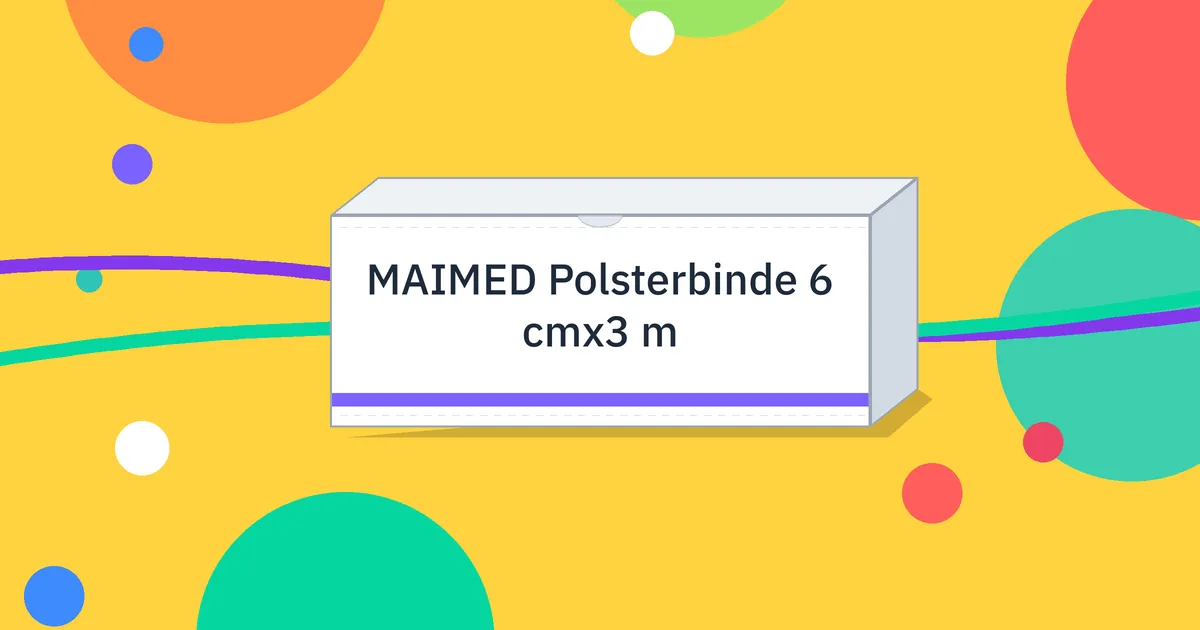 Symbolbild: Packung mit der Aufschrift MAIMED Polsterbinde 6 cmx3 m (PZN 01903750) – Verfügbarkeit und Bezug in Apotheken in Frankfurt am Main