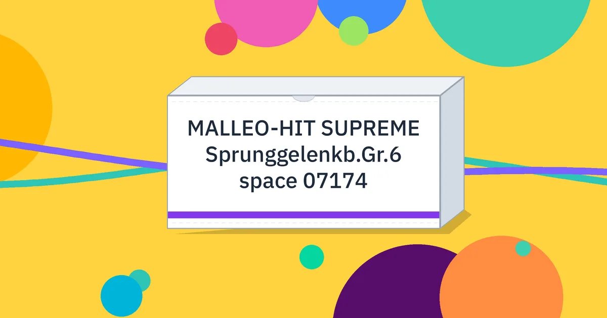 Symbolbild: Packung mit der Aufschrift MALLEO-HIT SUPREME Sprunggelenkb.Gr.6 space 07174 (PZN 20095681) – Verfügbarkeit und Bezug in Apotheken in Frankfurt am Main