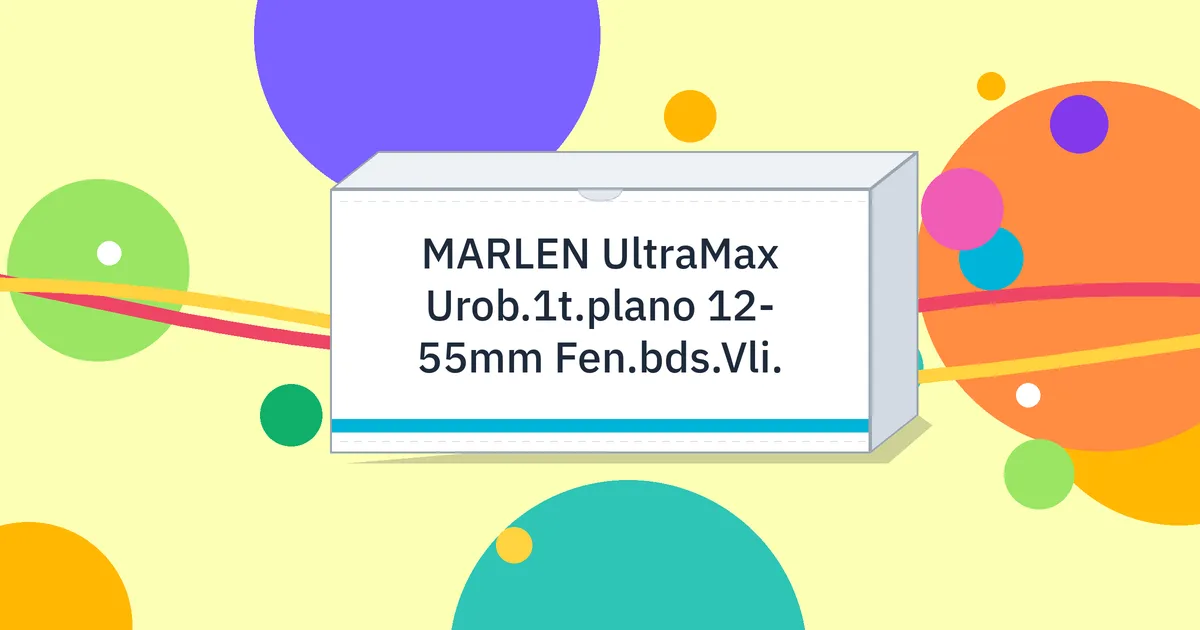 Symbolbild: Packung mit der Aufschrift MARLEN UltraMax Urob.1t.plano 12-55mm Fen.bds.Vli. (PZN 10741341) – Verfügbarkeit und Bezug in Apotheken in Frankfurt am Main