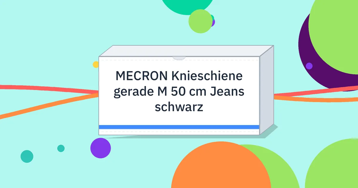 Symbolbild: Packung mit der Aufschrift MECRON Knieschiene gerade M 50 cm Jeans schwarz (PZN 02905231) – Verfügbarkeit und Bezug in Apotheken in Frankfurt am Main