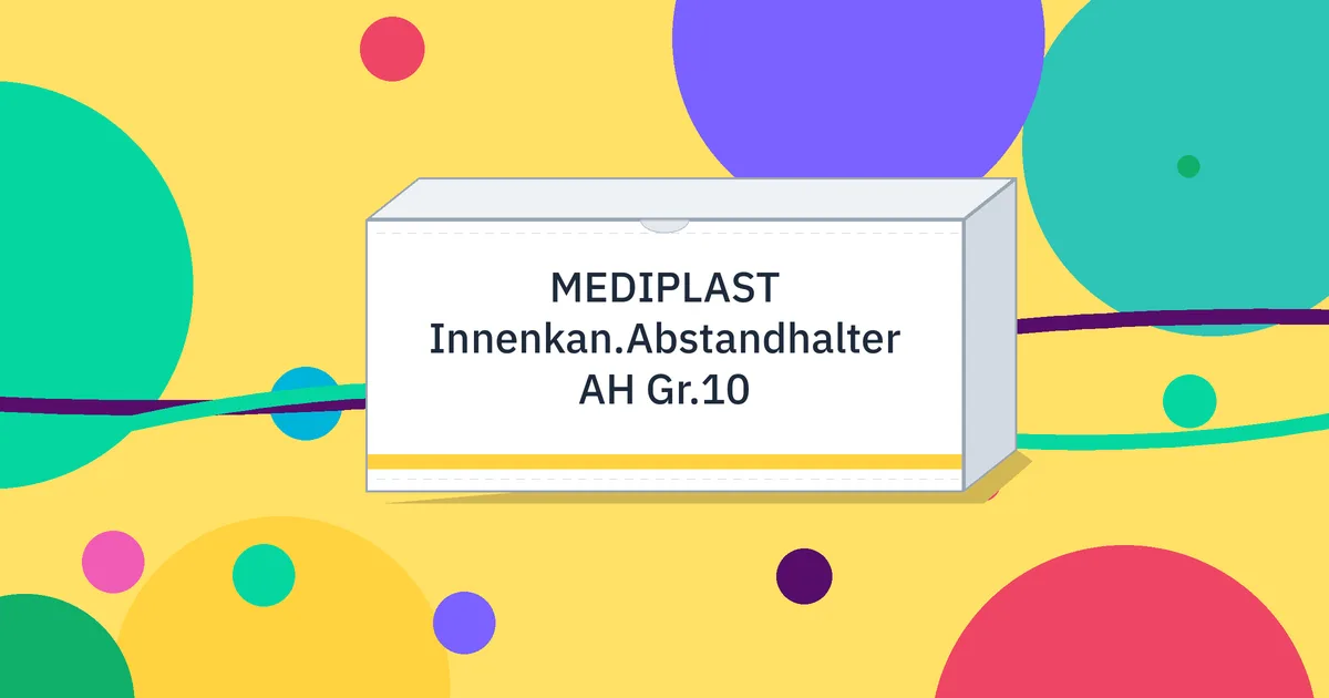 Symbolbild: Packung mit der Aufschrift MEDIPLAST Innenkan.Abstandhalter AH Gr.10 (PZN 04527974) – Verfügbarkeit und Bezug in Apotheken in Frankfurt am Main