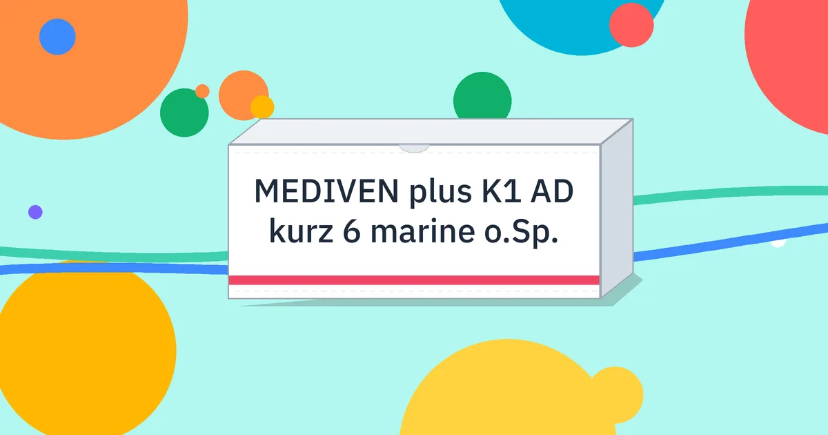 Symbolbild: Packung mit der Aufschrift MEDIVEN plus K1 AD kurz 6 marine o.Sp. (PZN 15043506) – Verfügbarkeit und Bezug in Apotheken in Frankfurt am Main