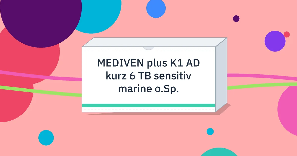 Symbolbild: Packung mit der Aufschrift MEDIVEN plus K1 AD kurz 6 TB sensitiv marine o.Sp. (PZN 15052770) – Verfügbarkeit und Bezug in Apotheken in Frankfurt am Main