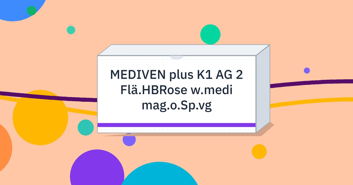 Symbolbild: Packung mit der Aufschrift MEDIVEN plus K1 AG 2 Flä.HBRose w.medi mag.o.Sp.vg (PZN 15913841) – Verfügbarkeit und Bezug in Apotheken in Frankfurt am Main