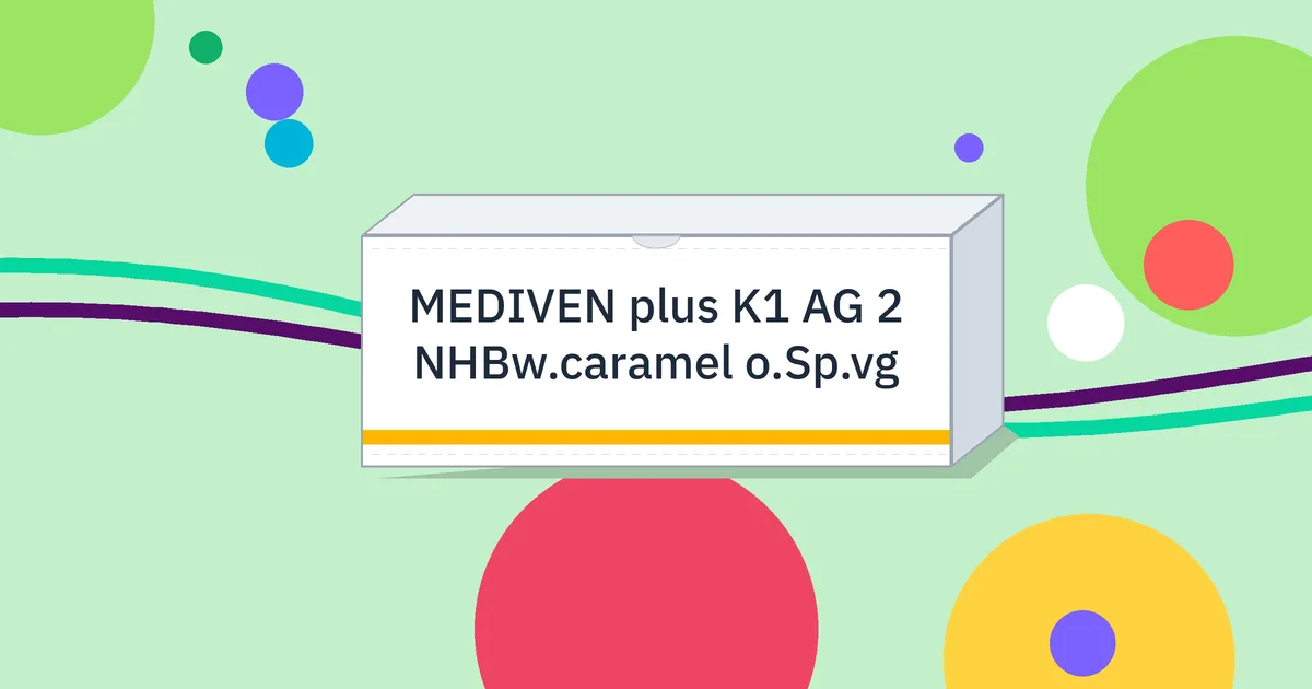Symbolbild: Packung mit der Aufschrift MEDIVEN plus K1 AG 2 NHBw.caramel o.Sp.vg (PZN 15924129) – Verfügbarkeit und Bezug in Apotheken in Frankfurt am Main