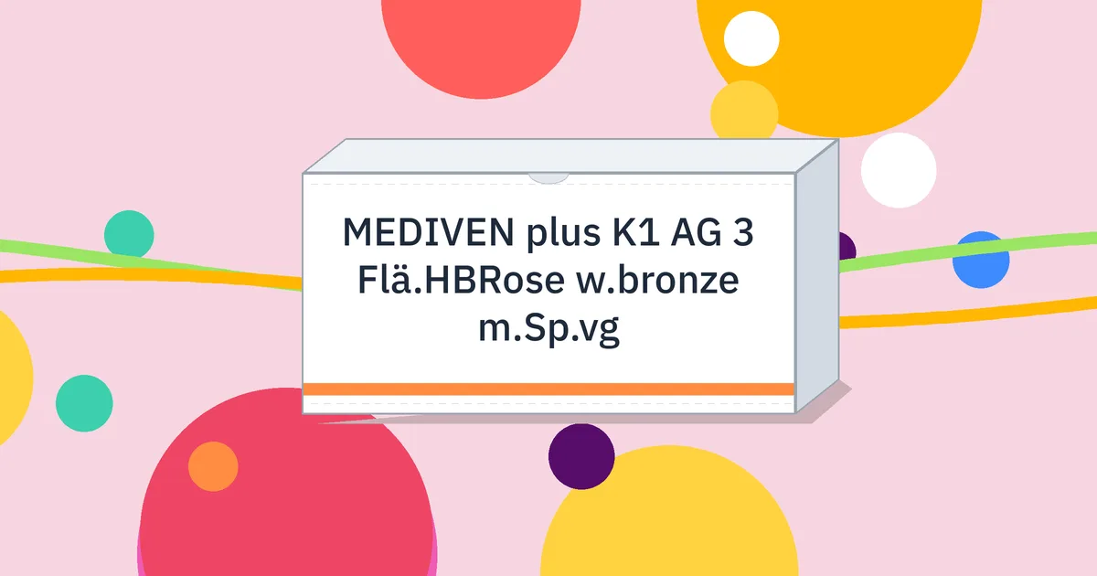 Symbolbild: Packung mit der Aufschrift MEDIVEN plus K1 AG 3 Flä.HBRose w.bronze m.Sp.vg (PZN 15914160) – Verfügbarkeit und Bezug in Apotheken in Frankfurt am Main