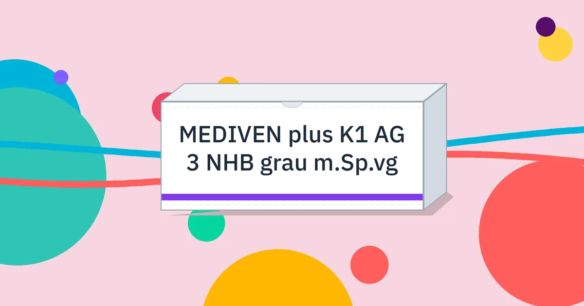 Symbolbild: Packung mit der Aufschrift MEDIVEN plus K1 AG 3 NHB grau m.Sp.vg (PZN 18938103) – Verfügbarkeit und Bezug in Apotheken in Frankfurt am Main