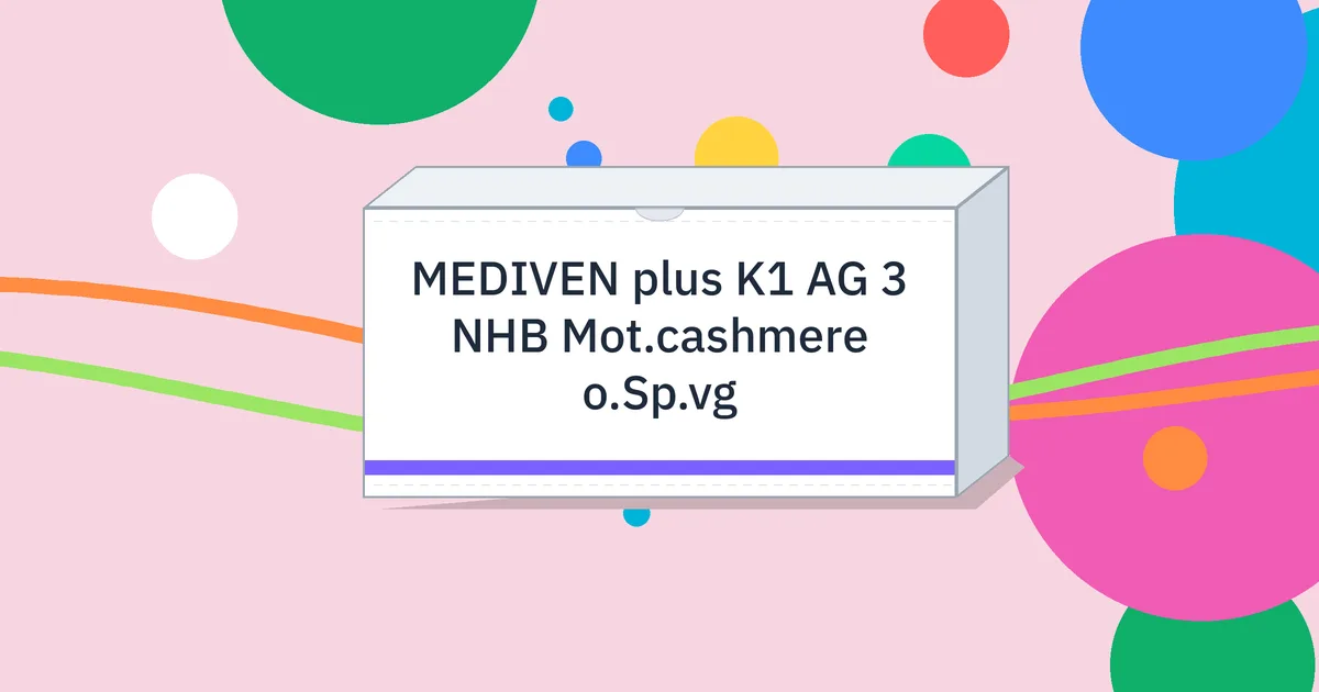 Symbolbild: Packung mit der Aufschrift MEDIVEN plus K1 AG 3 NHB Mot.cashmere o.Sp.vg (PZN 15915202) – Verfügbarkeit und Bezug in Apotheken in Frankfurt am Main