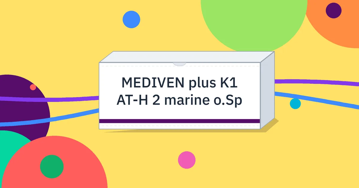 Symbolbild: Packung mit der Aufschrift MEDIVEN plus K1 AT-H 2 marine o.Sp (PZN 15035139) – Verfügbarkeit und Bezug in Apotheken in Frankfurt am Main