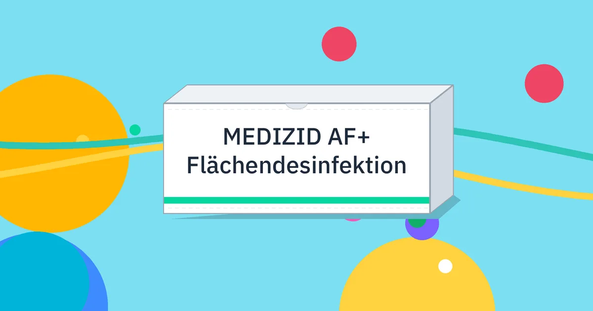 Symbolbild: Packung mit der Aufschrift MEDIZID AF+ Flächendesinfektion (PZN 16015191) – Verfügbarkeit und Bezug in Apotheken in Frankfurt am Main