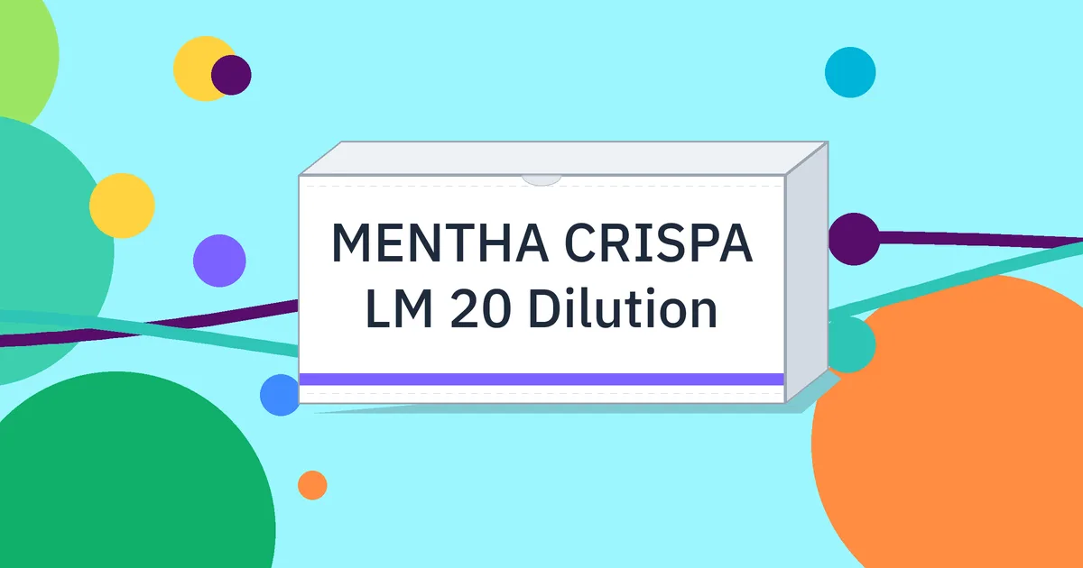 Symbolbild: Packung mit der Aufschrift MENTHA CRISPA LM 20 Dilution (PZN 13603869) – Verfügbarkeit und Bezug in Apotheken in Frankfurt am Main