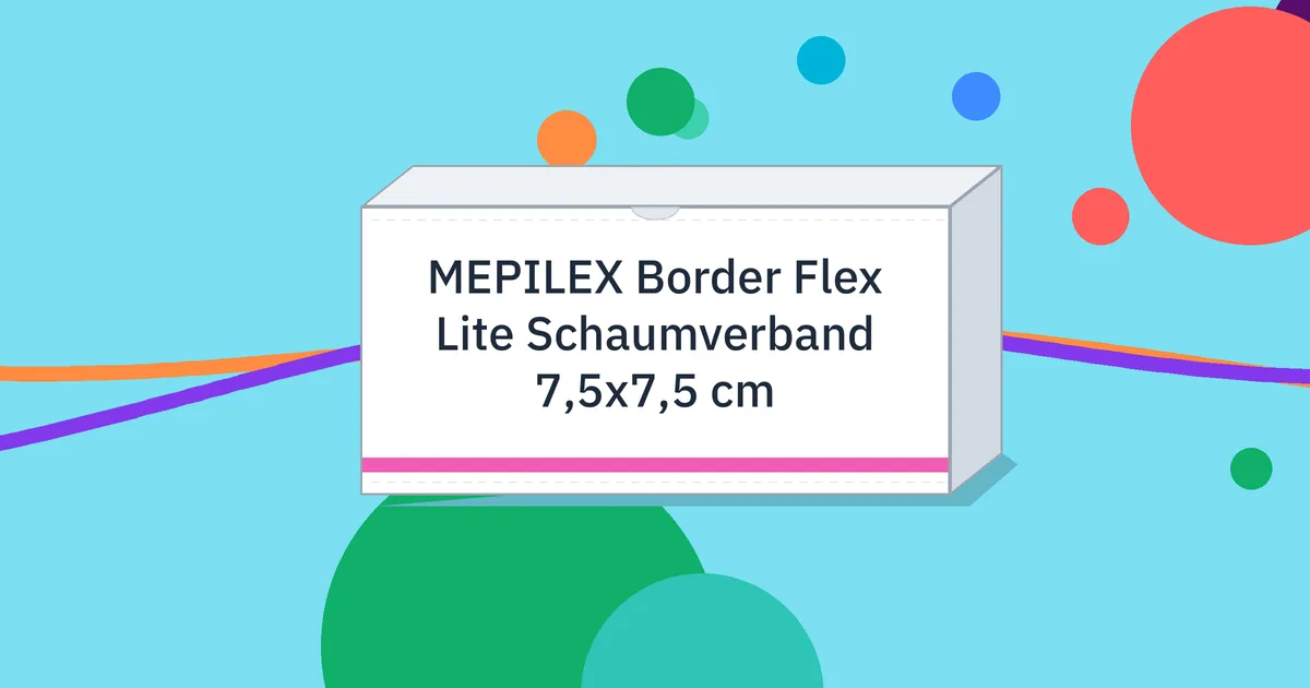 Symbolbild: Packung mit der Aufschrift MEPILEX Border Flex Lite Schaumverband 7,5x7,5 cm (PZN 17618454) – Verfügbarkeit und Bezug in Apotheken in Frankfurt am Main