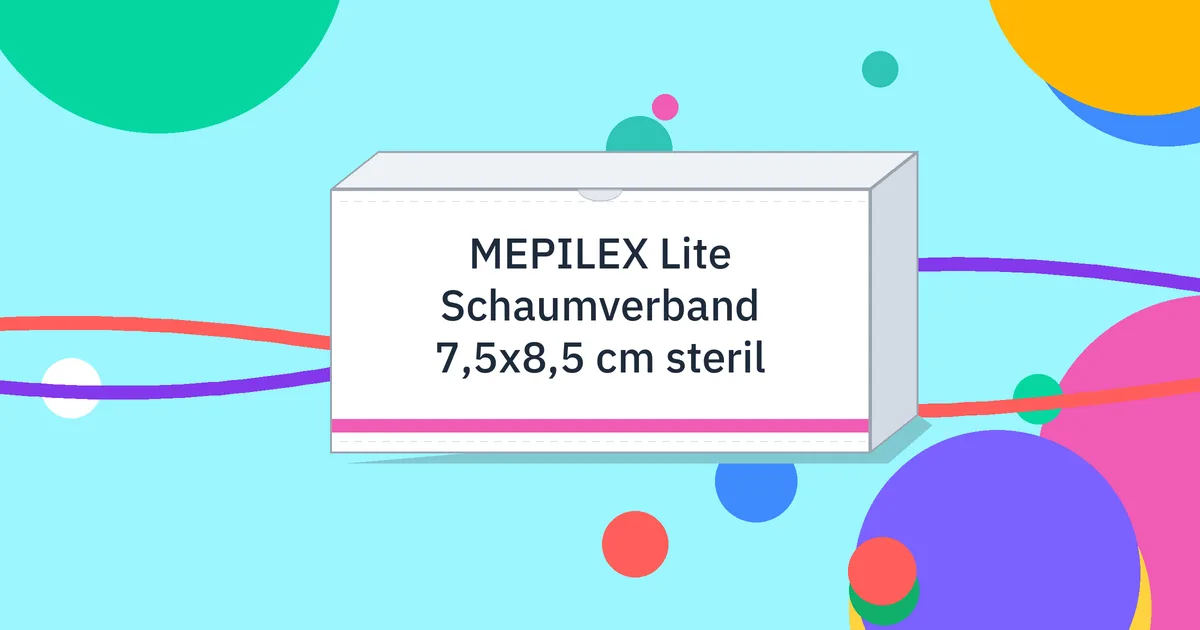 Symbolbild: Packung mit der Aufschrift MEPILEX Lite Schaumverband 7,5x8,5 cm steril (PZN 19874902) – Verfügbarkeit und Bezug in Apotheken in Frankfurt am Main