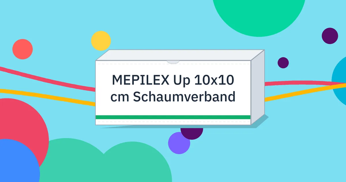 Symbolbild: Packung mit der Aufschrift MEPILEX Up 10x10 cm Schaumverband (PZN 20091074) – Verfügbarkeit und Bezug in Apotheken in Frankfurt am Main