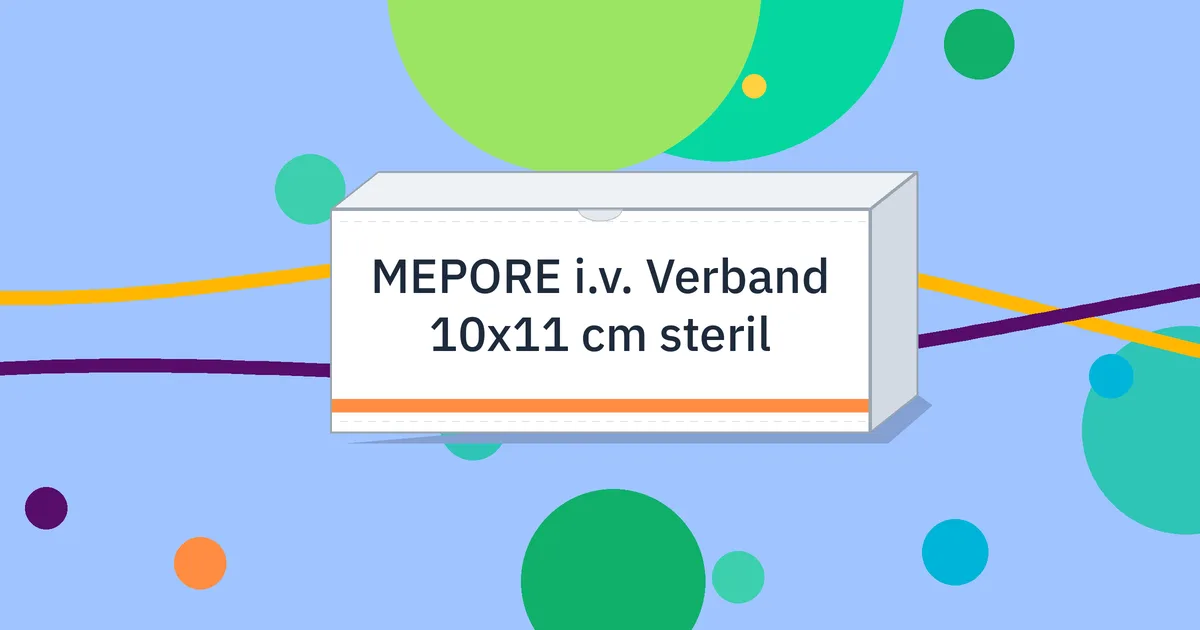 Symbolbild: Packung mit der Aufschrift MEPORE i.v. Verband 10x11 cm steril (PZN 10264450) – Verfügbarkeit und Bezug in Apotheken in Frankfurt am Main