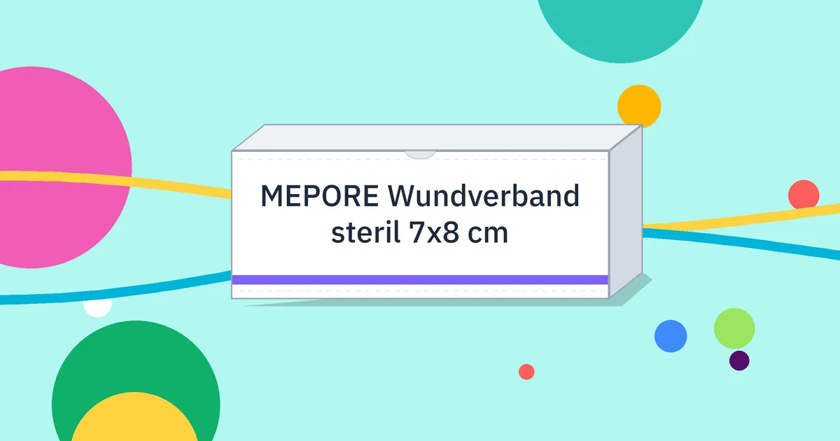 Symbolbild: Packung mit der Aufschrift MEPORE Wundverband steril 7x8 cm (PZN 19068070) – Verfügbarkeit und Bezug in Apotheken in Frankfurt am Main