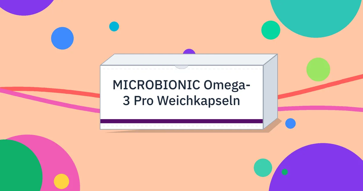Symbolbild: Packung mit der Aufschrift MICROBIONIC Omega-3 Pro Weichkapseln (PZN 20634511) – Verfügbarkeit und Bezug in Apotheken in Frankfurt am Main