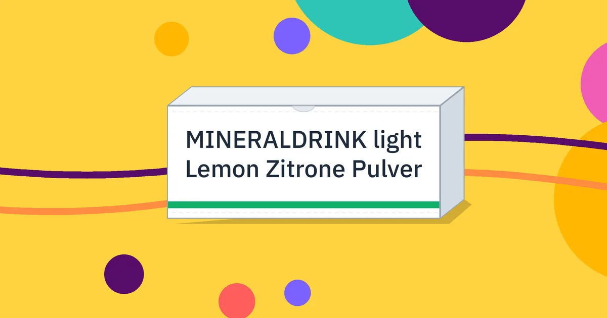 Symbolbild: Packung mit der Aufschrift MINERALDRINK light Lemon Zitrone Pulver (PZN 04339072) – Verfügbarkeit und Bezug in Apotheken in Frankfurt am Main