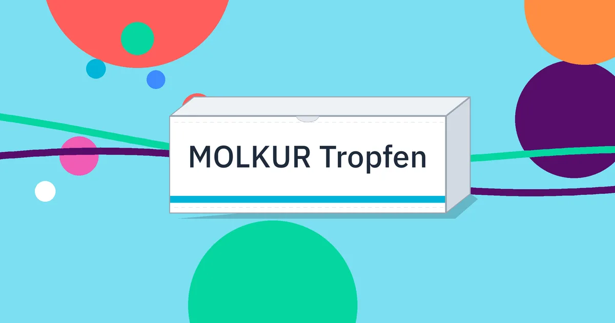 Symbolbild: Packung mit der Aufschrift MOLKUR Tropfen (PZN 00683654) – Verfügbarkeit und Bezug in Apotheken in Frankfurt am Main