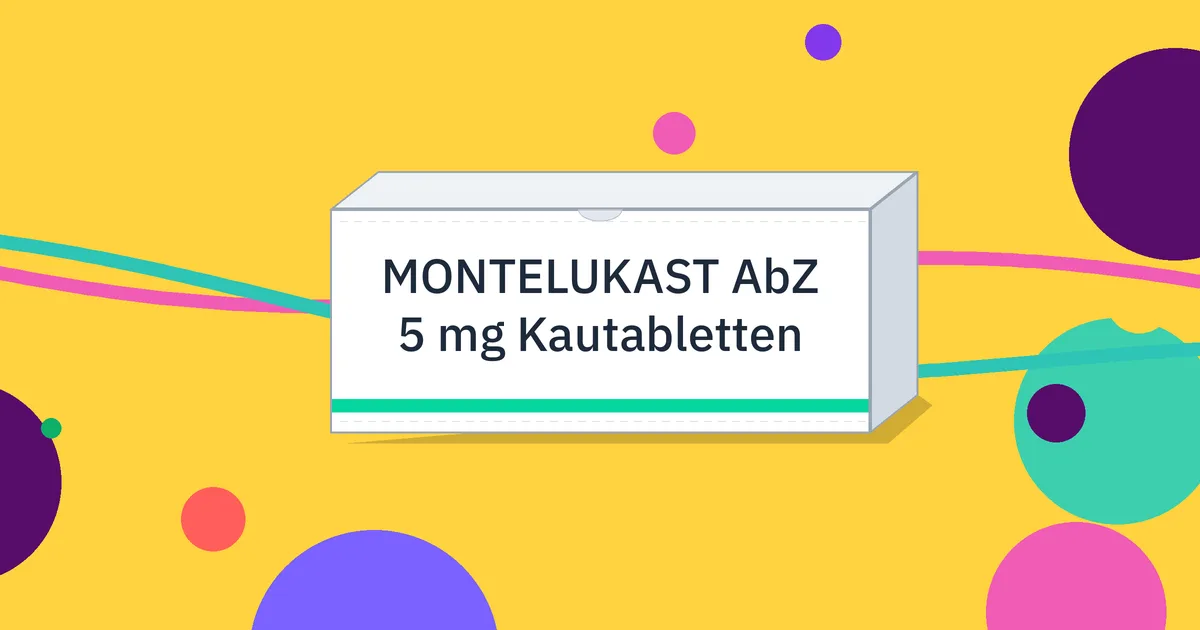 Symbolbild: Packung mit der Aufschrift MONTELUKAST AbZ 5 mg Kautabletten (PZN 09434579) – Verfügbarkeit und Bezug in Apotheken in Frankfurt am Main
