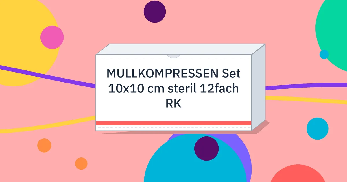 Symbolbild: Packung mit der Aufschrift MULLKOMPRESSEN Set 10x10 cm steril 12fach RK (PZN 05016230) – Verfügbarkeit und Bezug in Apotheken in Frankfurt am Main