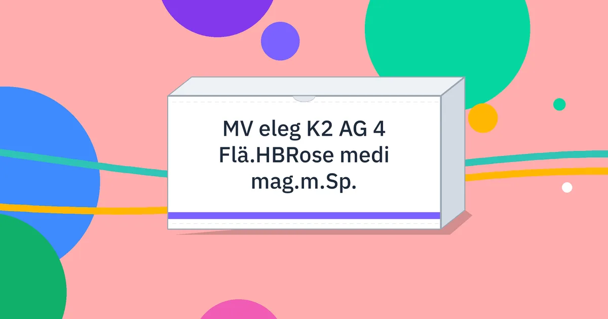 Symbolbild: Packung mit der Aufschrift MV eleg K2 AG 4 Flä.HBRose medi mag.m.Sp. (PZN 15718217) – Verfügbarkeit und Bezug in Apotheken in Frankfurt am Main