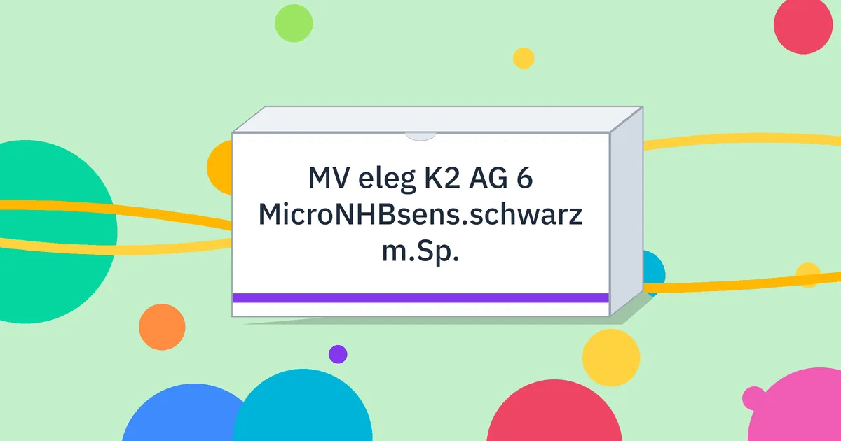 Symbolbild: Packung mit der Aufschrift MV eleg K2 AG 6 MicroNHBsens.schwarz m.Sp. (PZN 16068595) – Verfügbarkeit und Bezug in Apotheken in Frankfurt am Main