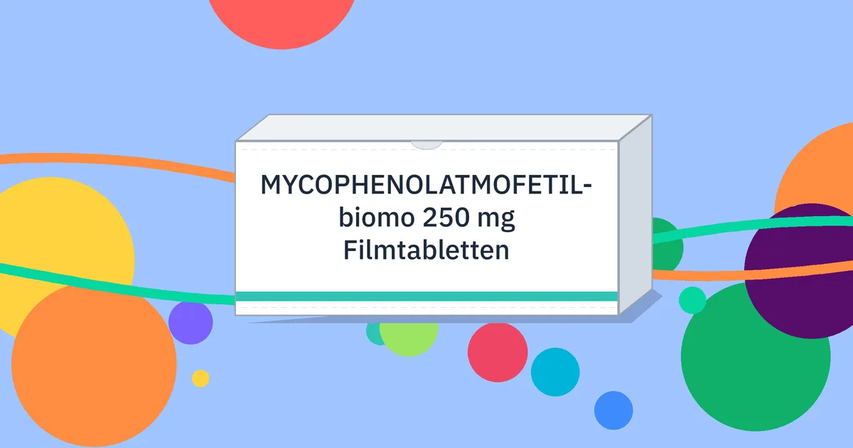 Symbolbild: Packung mit der Aufschrift MYCOPHENOLATMOFETIL-biomo 250 mg Filmtabletten (PZN 09207820) – Verfügbarkeit und Bezug in Apotheken in Frankfurt am Main