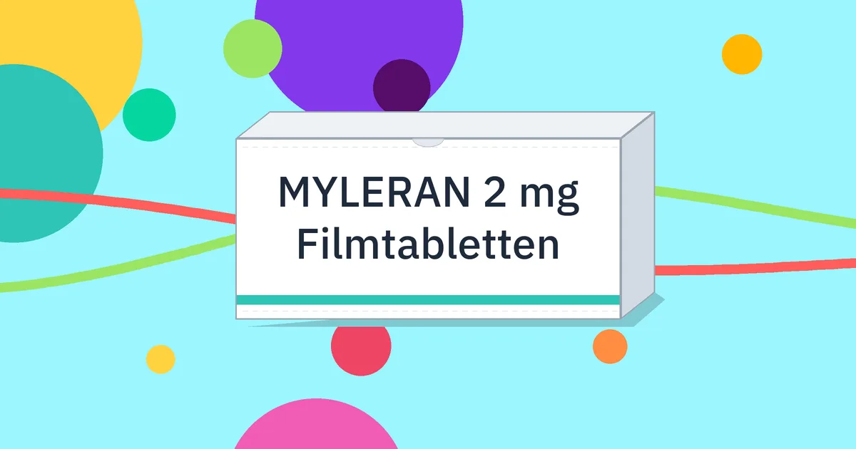 Symbolbild: Packung mit der Aufschrift MYLERAN 2 mg Filmtabletten (PZN 00461149) – Verfügbarkeit und Bezug in Apotheken in Frankfurt am Main