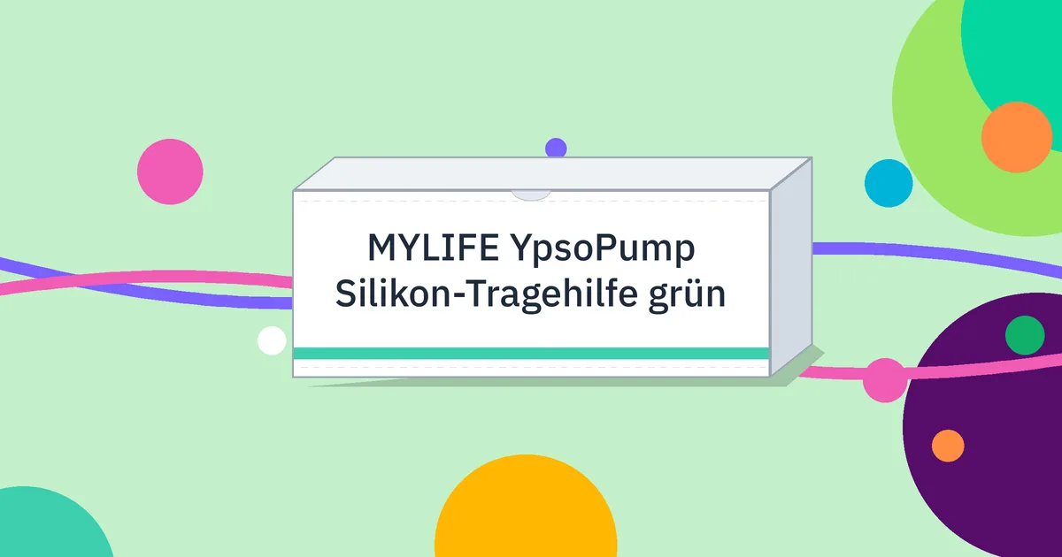 Symbolbild: Packung mit der Aufschrift MYLIFE YpsoPump Silikon-Tragehilfe grün (PZN 11668103) – Verfügbarkeit und Bezug in Apotheken in Frankfurt am Main