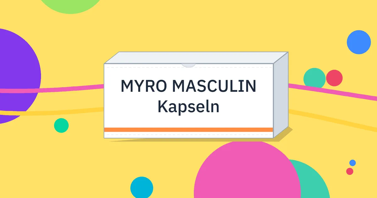 Symbolbild: Packung mit der Aufschrift MYRO MASCULIN Kapseln (PZN 18789086) – Verfügbarkeit und Bezug in Apotheken in Frankfurt am Main