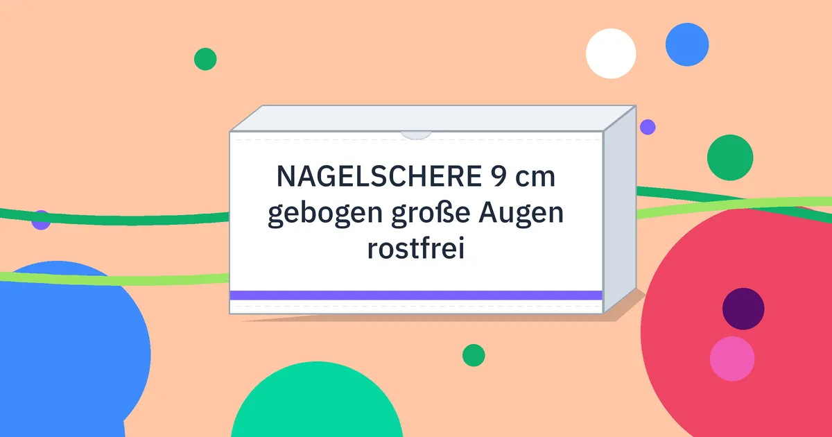 Symbolbild: Packung mit der Aufschrift NAGELSCHERE 9 cm gebogen große Augen rostfrei (PZN 12480293) – Verfügbarkeit und Bezug in Apotheken in Frankfurt am Main