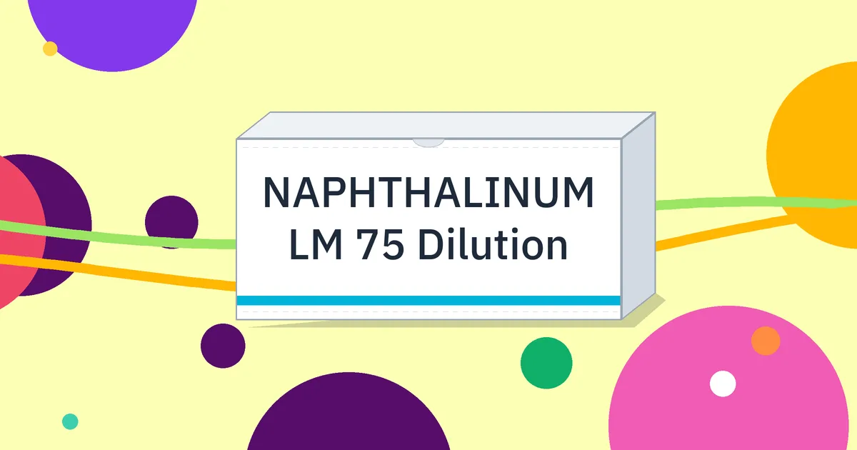 Symbolbild: Packung mit der Aufschrift NAPHTHALINUM LM 75 Dilution (PZN 12958731) – Verfügbarkeit und Bezug in Apotheken in Frankfurt am Main