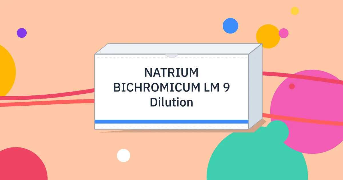 Symbolbild: Packung mit der Aufschrift NATRIUM BICHROMICUM LM 9 Dilution (PZN 12960722) – Verfügbarkeit und Bezug in Apotheken in Frankfurt am Main
