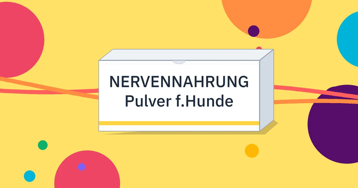 Symbolbild: Packung mit der Aufschrift NERVENNAHRUNG Pulver f.Hunde (PZN 10198753) – Verfügbarkeit und Bezug in Apotheken in Frankfurt am Main