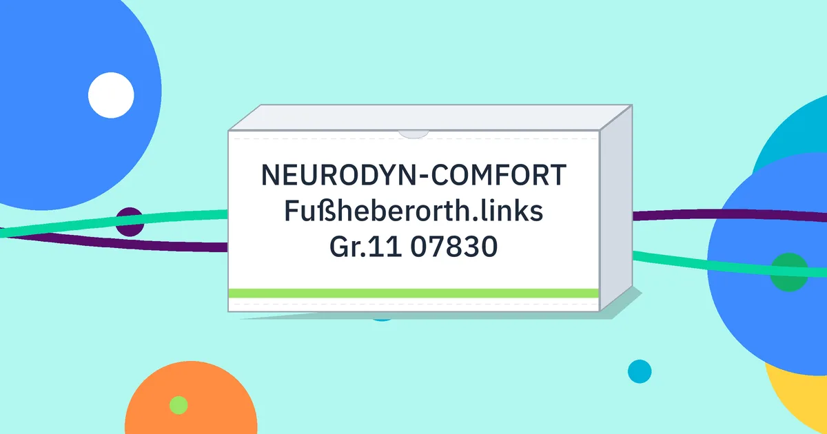 Symbolbild: Packung mit der Aufschrift NEURODYN-COMFORT Fußheberorth.links Gr.11 07830 (PZN 09389896) – Verfügbarkeit und Bezug in Apotheken in Frankfurt am Main
